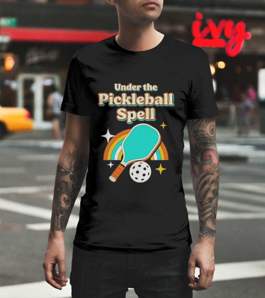 Under The Pickleball Spell Paddle And Rainbow Magic T-Shirt