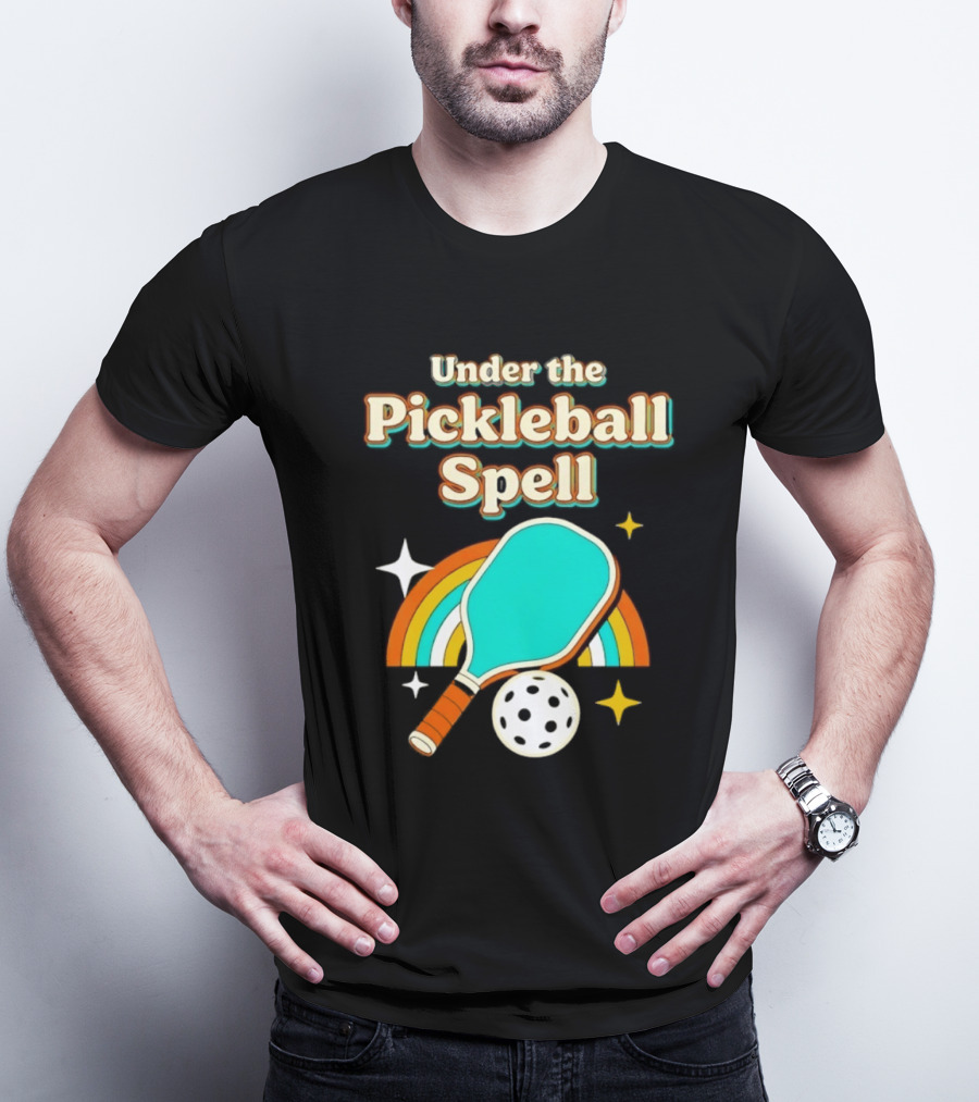 Under The Pickleball Spell Paddle And Rainbow Magic T-Shirt