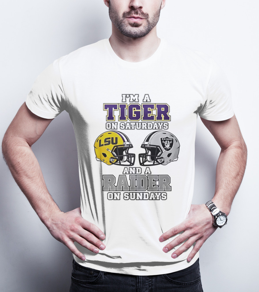 LSU Tiger On Saturdays Raider On Sundays Football Fan Helmets T-Shirt
