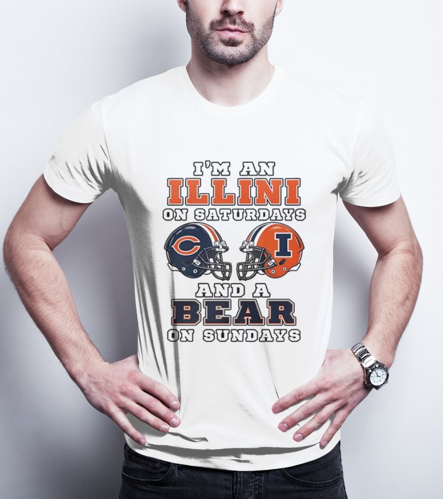 I'm An Illini On Saturdays And A Bear On Sundays Matching Game Day Helmets T-Shirt