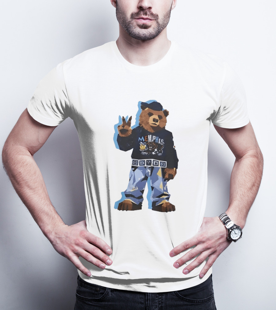 Memphis Grizzlies Bear Peace Sign Retro Style Fashionable Team Spirit T-Shirt