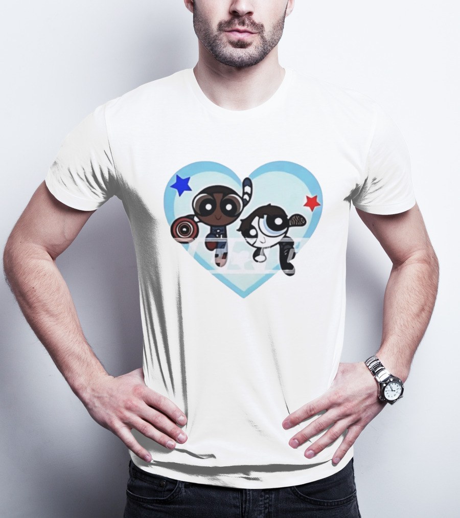 Powerpuff Girls Captain America Winter Soldier Heart Stars T-Shirt