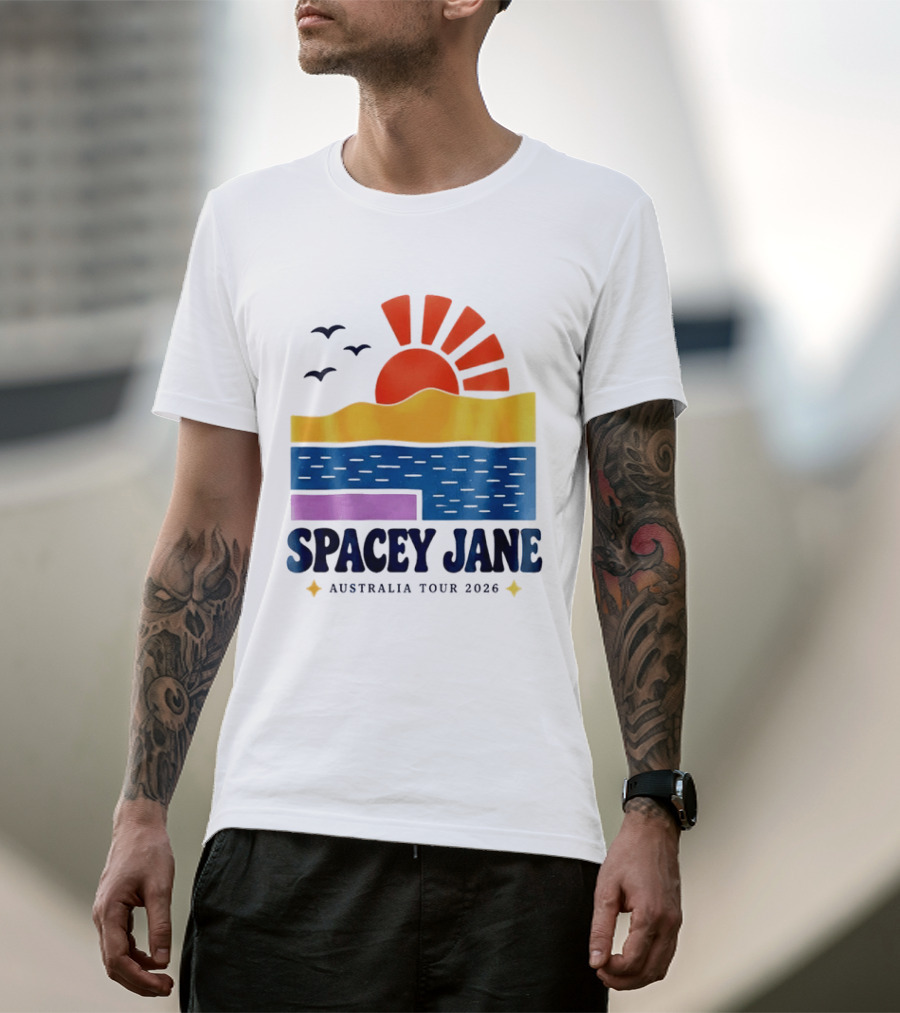 Spacey Jane Australia Tour 2026 Indie Rock Ocean Sunset Birds T-Shirt