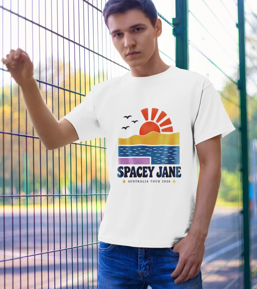 Spacey Jane Australia Tour 2026 Indie Rock Ocean Sunset Birds T-Shirt