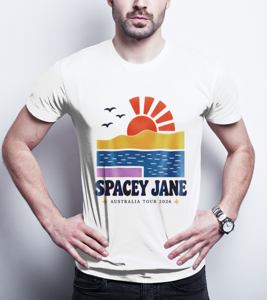 Spacey Jane Australia Tour 2026 Indie Rock Ocean Sunset Birds T-Shirt