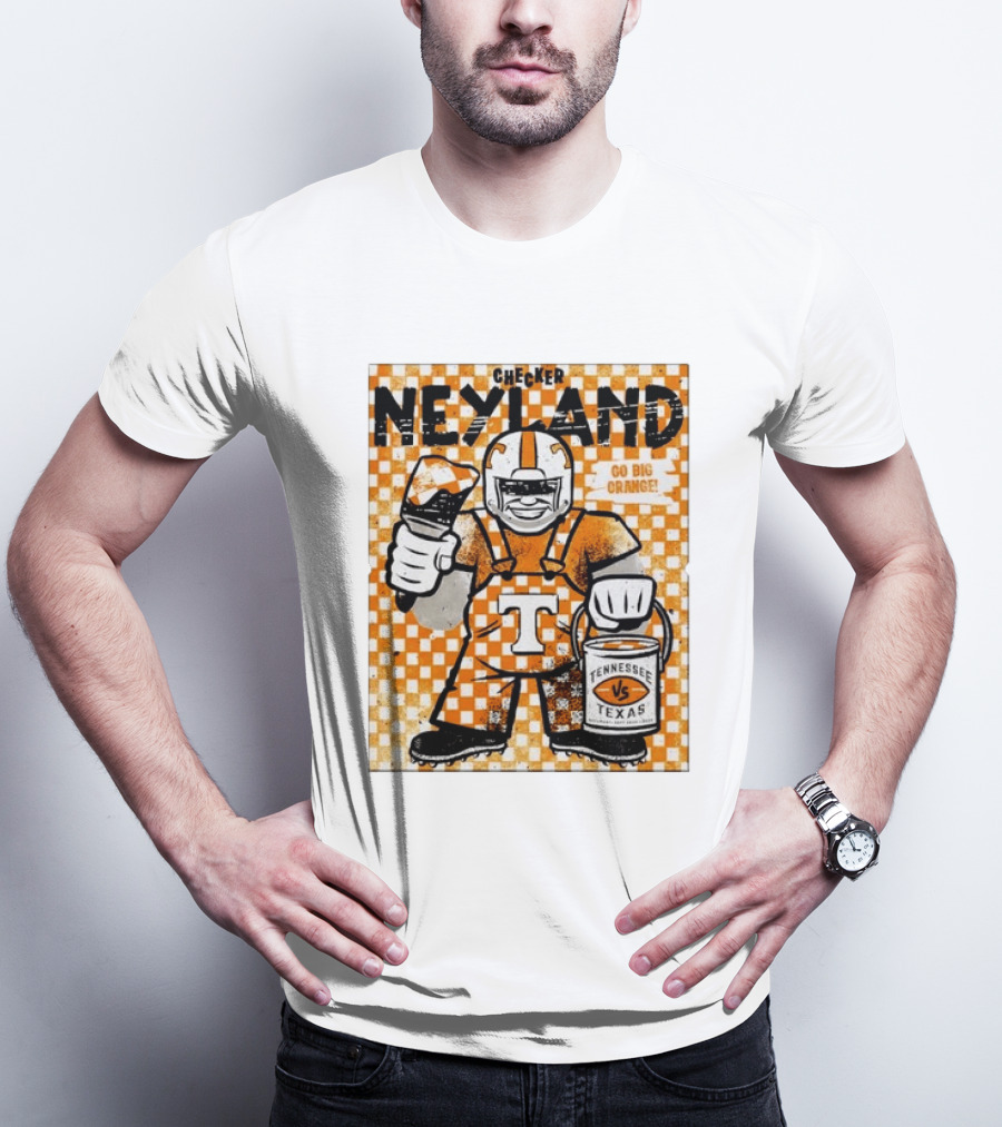 Checker Neyland Go Big Orange Tennessee Volunteers VS Texas Saturday T-Shirt
