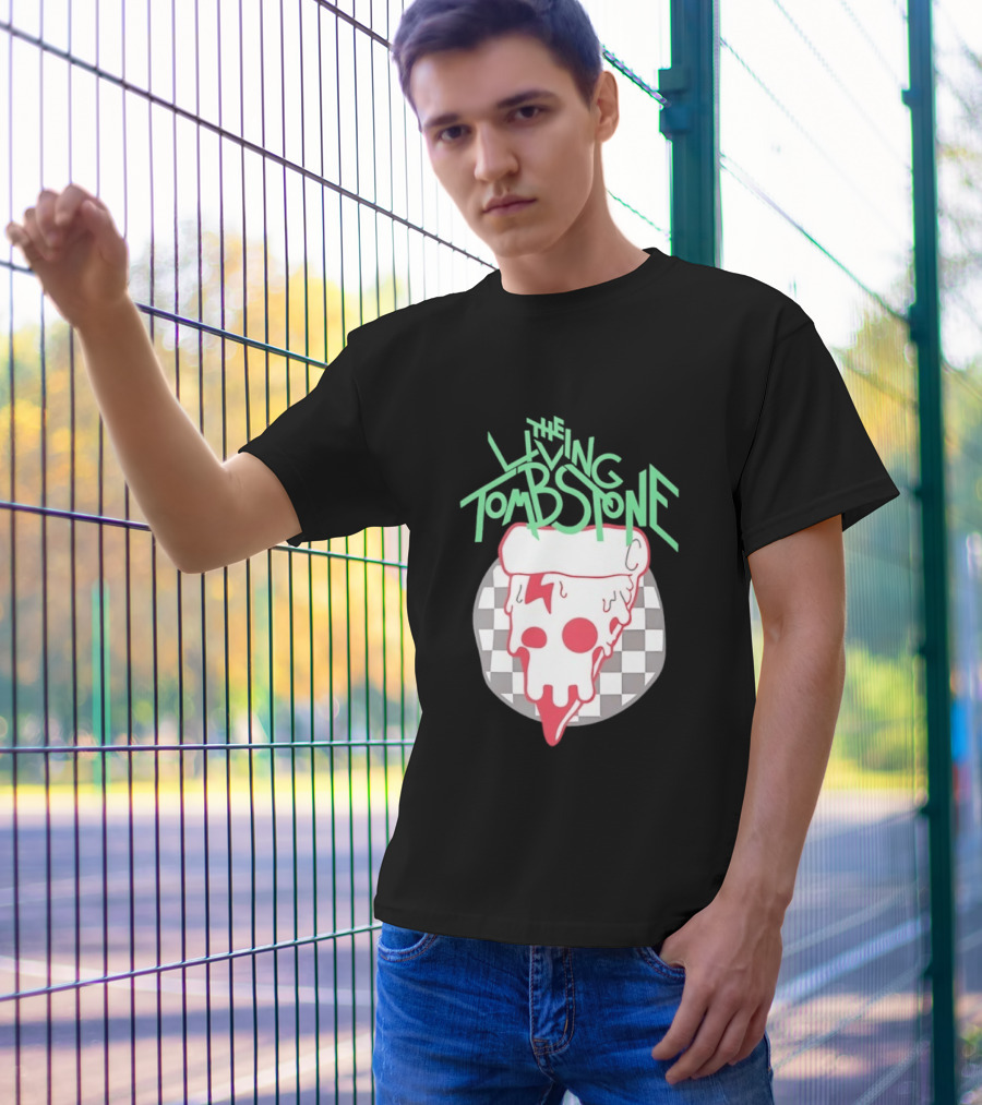 The Living Tombstone Pizza Skull Checkered T-Shirt