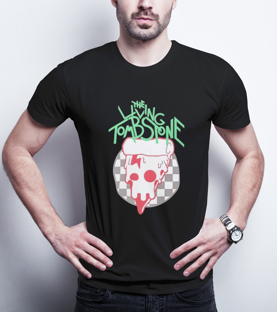 The Living Tombstone Pizza Skull Checkered T-Shirt