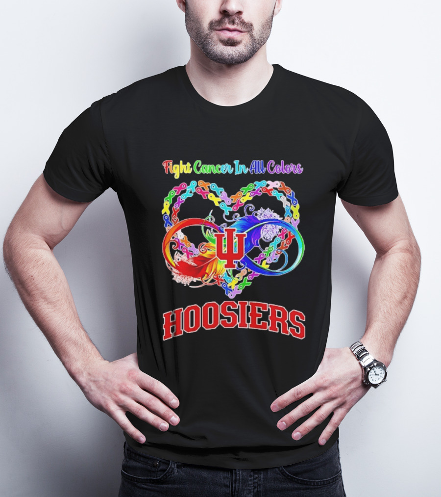 Hoosiers Fight Cancer In All Colors With Heart Symbol And Interlocking Chains T-Shirt