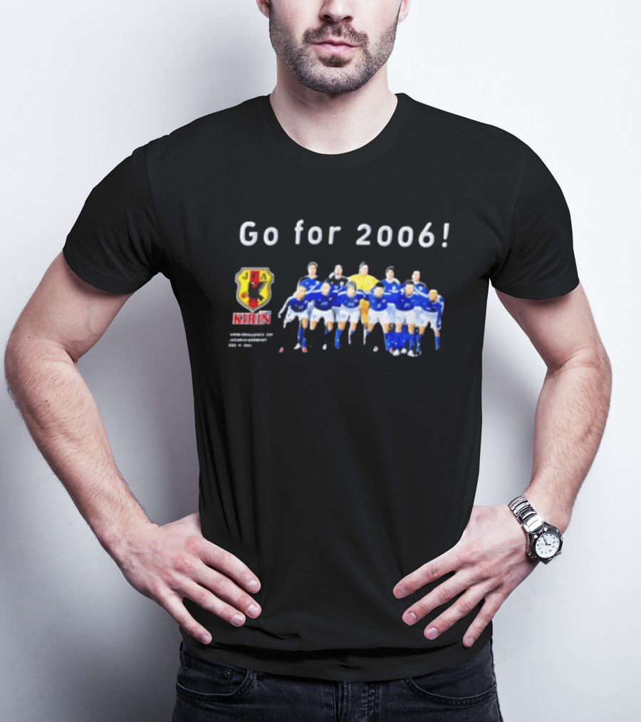 Japan National Football Team Go For 2006 JFA Kirin Soccer Team Photo Blue Jerseys T-Shirt