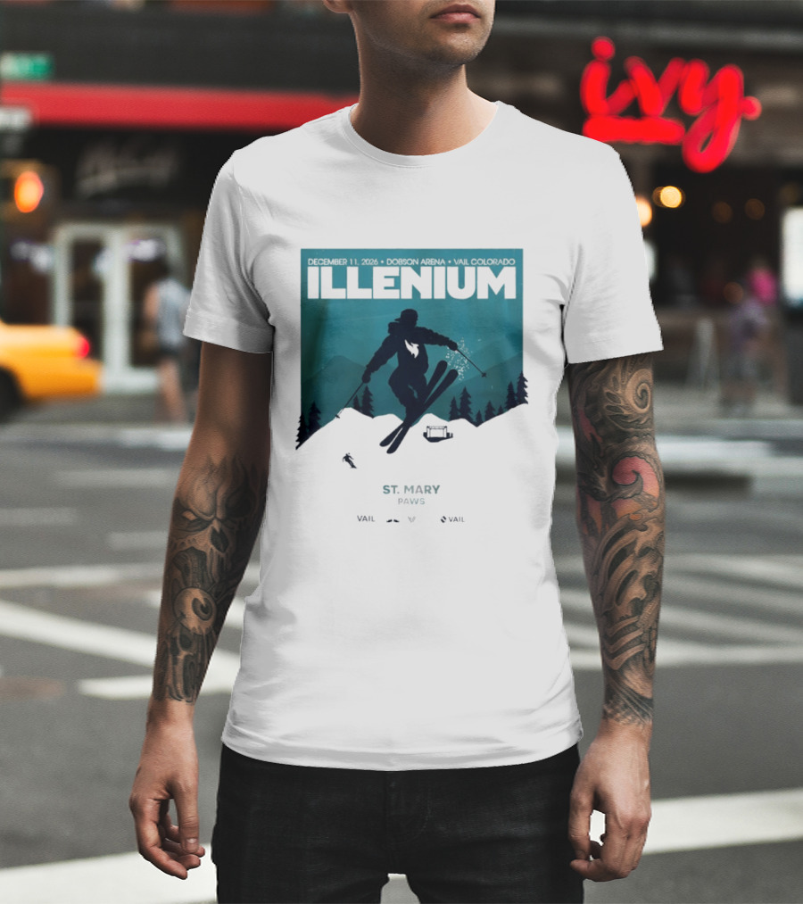 Illenium December 11 2026 Skiing Dobson Arena Vail Colorado Concert St Mary Paws T-Shirt