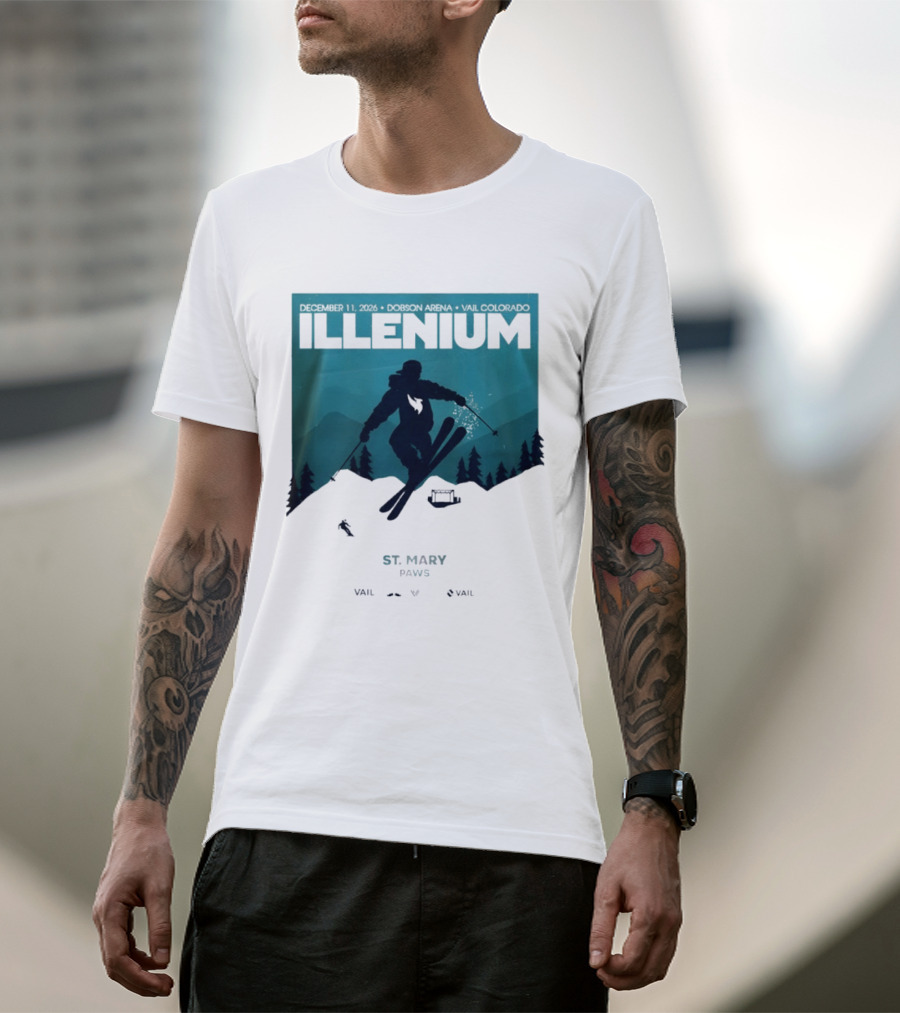 Illenium December 11 2026 Skiing Dobson Arena Vail Colorado Concert St Mary Paws T-Shirt