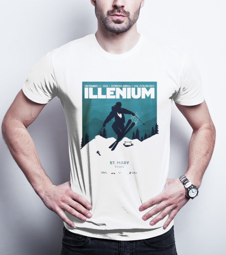 Illenium December 11 2026 Skiing Dobson Arena Vail Colorado Concert St Mary Paws T-Shirt