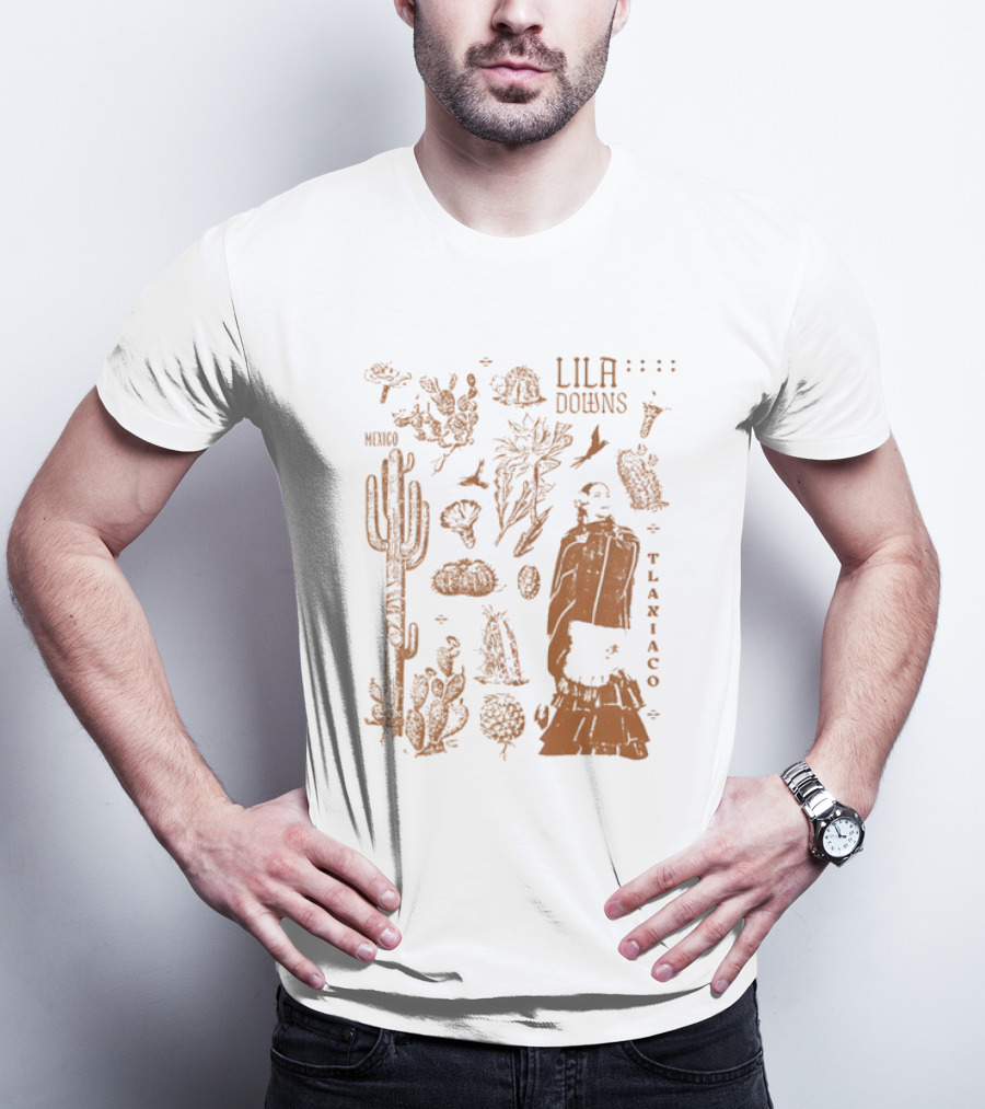 Lila Downs Mexico Tlaxiaco Mexican Singer With Floral And Cactus T-Shirt
