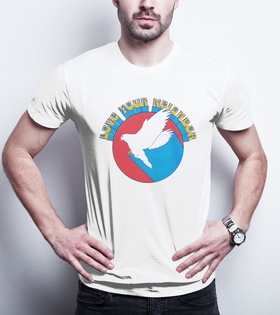 Love Your Neighbor Dove Peace Kindness Retro Circular T-Shirt