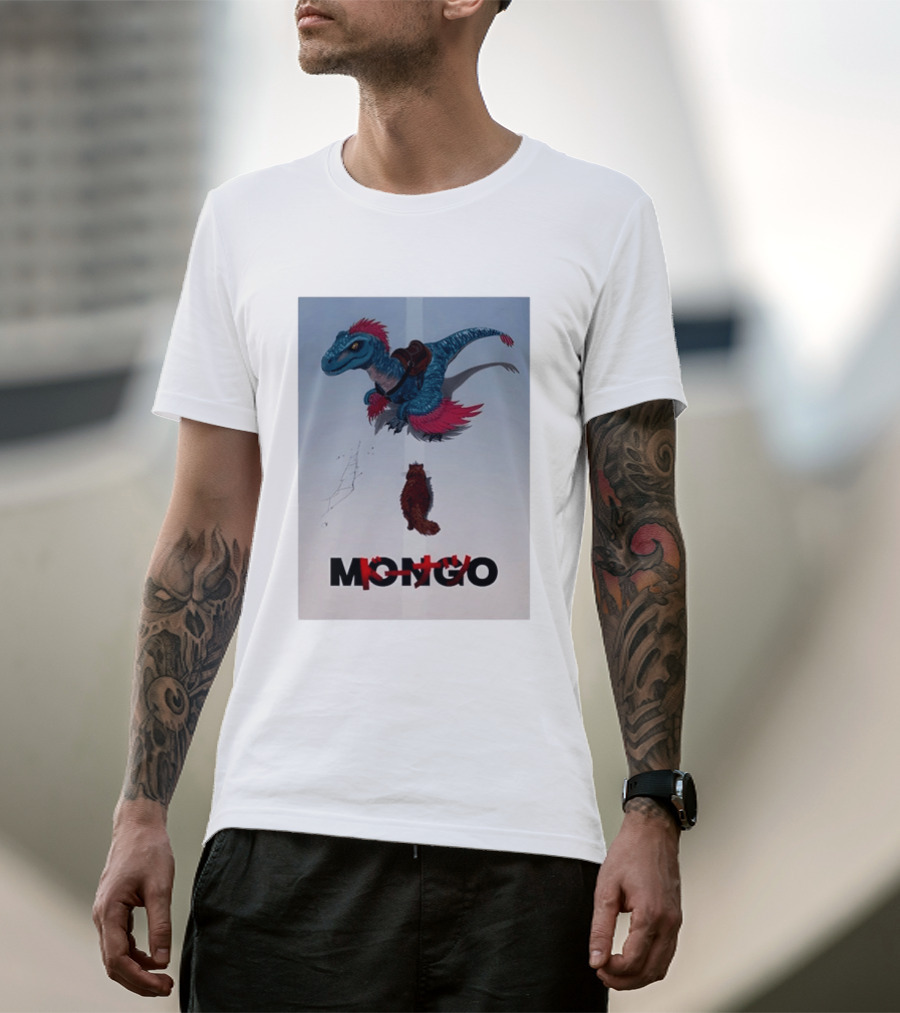 Mongo The Raptor Dinosaur And Cat Fantasy Adventure T-Shirt