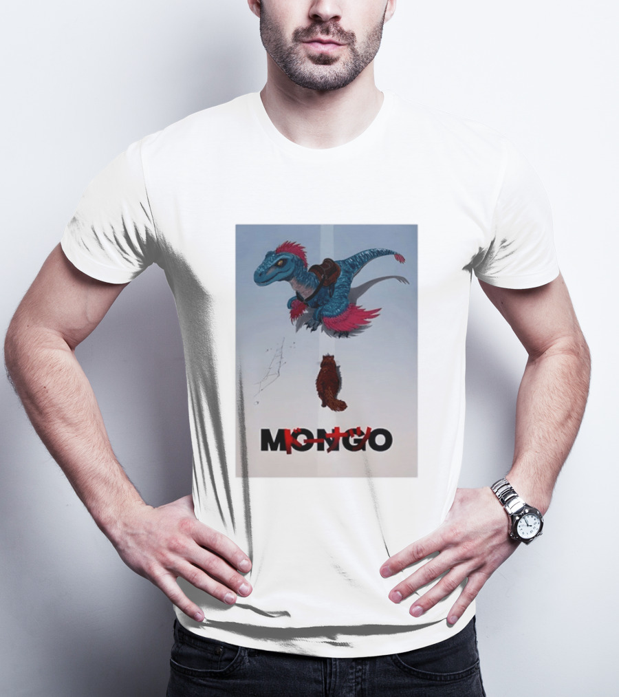 Mongo The Raptor Dinosaur And Cat Fantasy Adventure T-Shirt