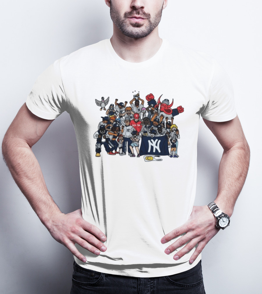 New York Yankees Fans Collage MLB Baseball Rivalry Characters And Mascots T-Shirt