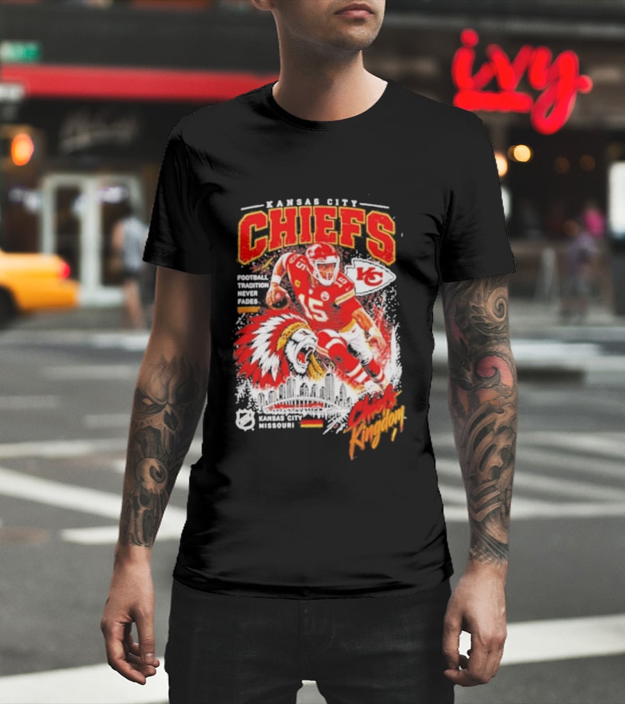 Kansas City Chiefs Football Tradition Never Fades Chiefs Kingdom Patrick Mahomes Skyline T-Shirt