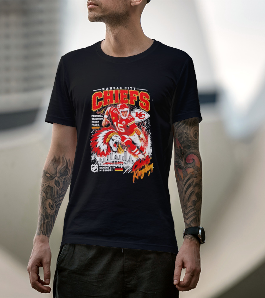 Kansas City Chiefs Football Tradition Never Fades Chiefs Kingdom Patrick Mahomes Skyline T-Shirt