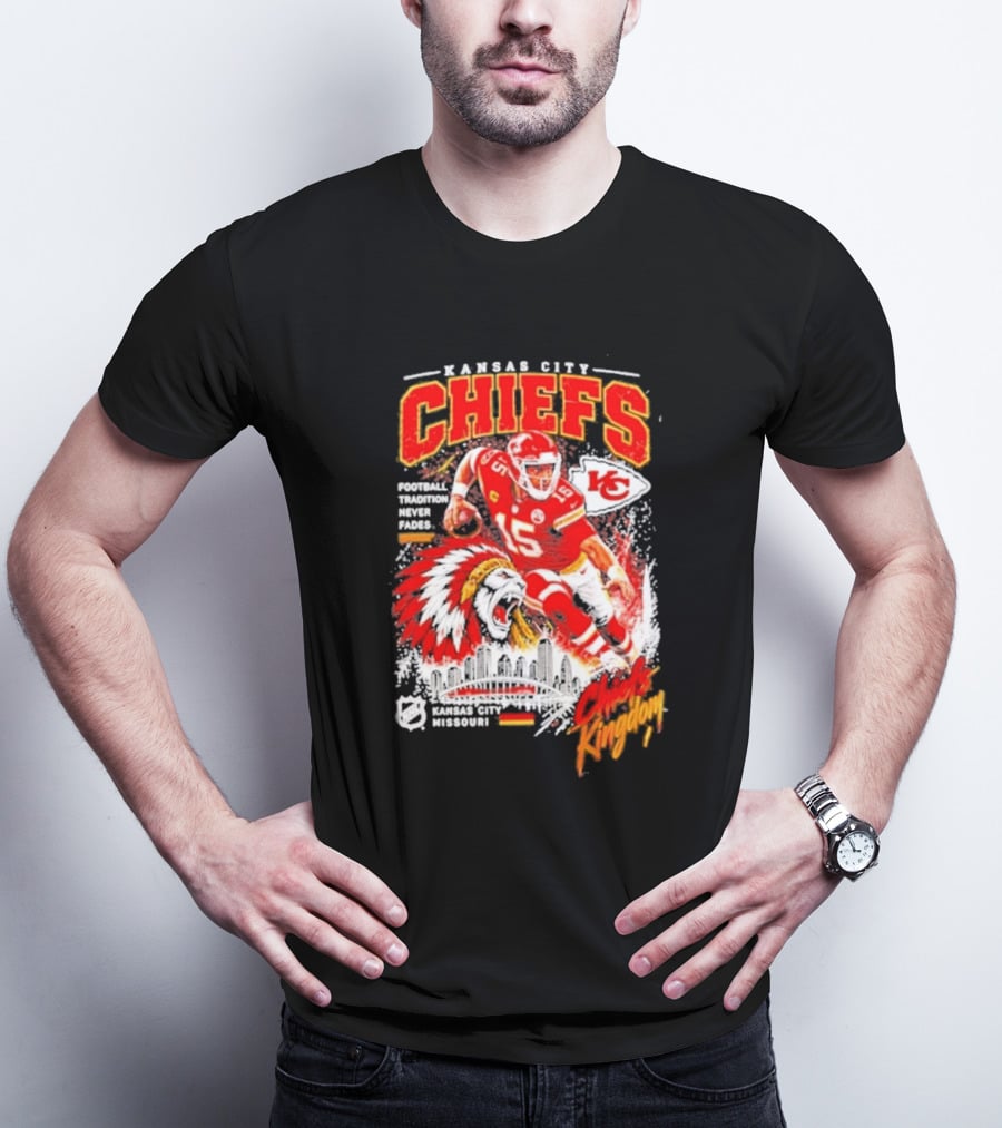 Kansas City Chiefs Football Tradition Never Fades Chiefs Kingdom Patrick Mahomes Skyline T-Shirt