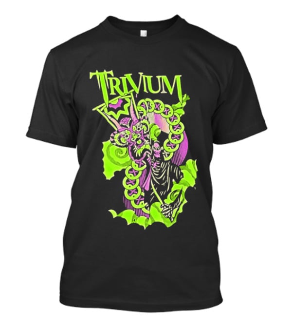 Trivium Dragon And Grim Reaper Heavy Metal Neon Green Purple T-Shirt