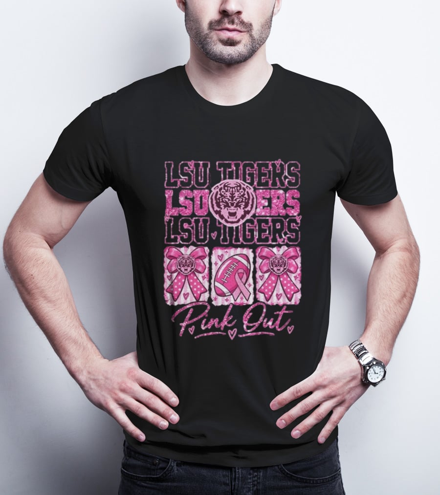 LSU Tigers Pink Out Breast Cancer Awareness Football Game Day T-Shirt