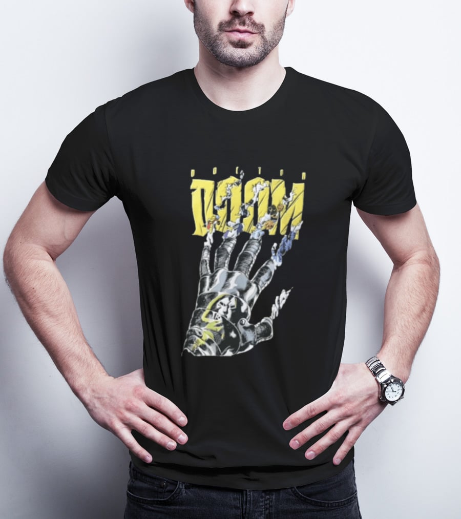 Marvel Doom Metal Gauntlet Ripping Through Paper T-Shirt
