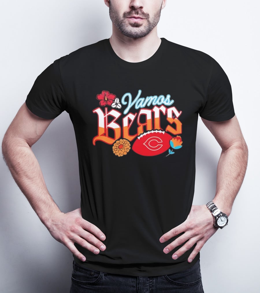 Vamos Bears Chicago Football Floral T-Shirt