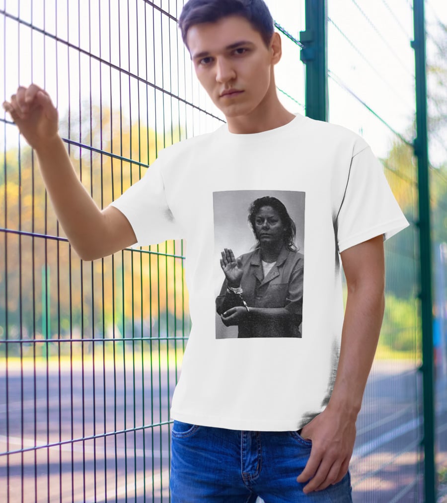 Aileen Wuornos True Crime Handcuffed Raised Hand Political Image T-Shirt