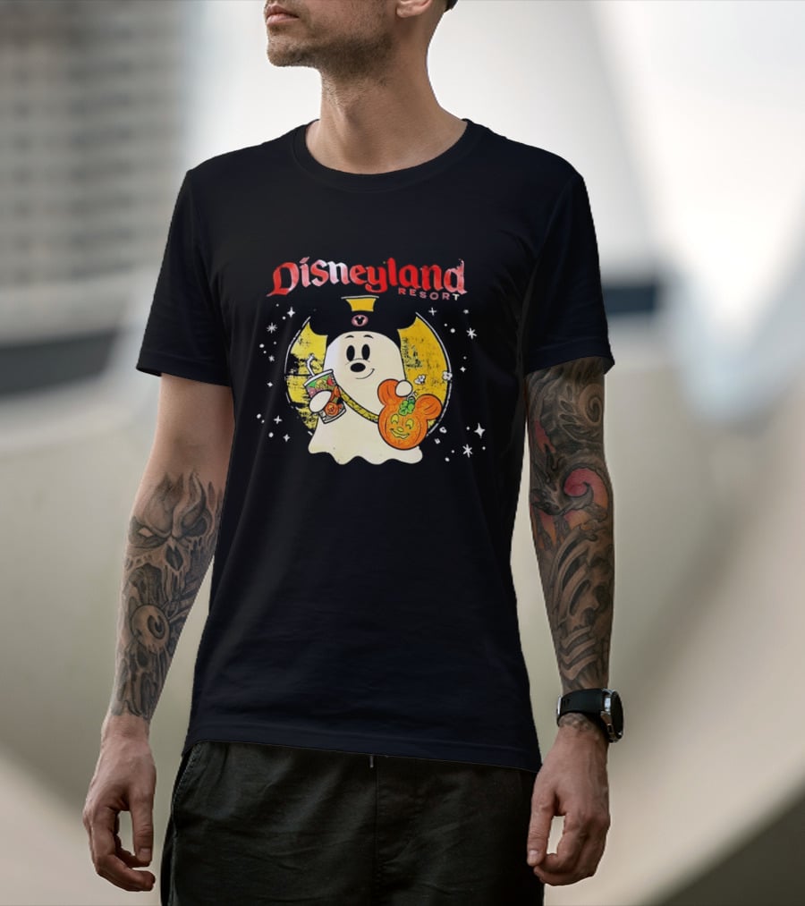 Distressed Disneyland Resort Mickey Mouse Ghost Halloween T-Shirt