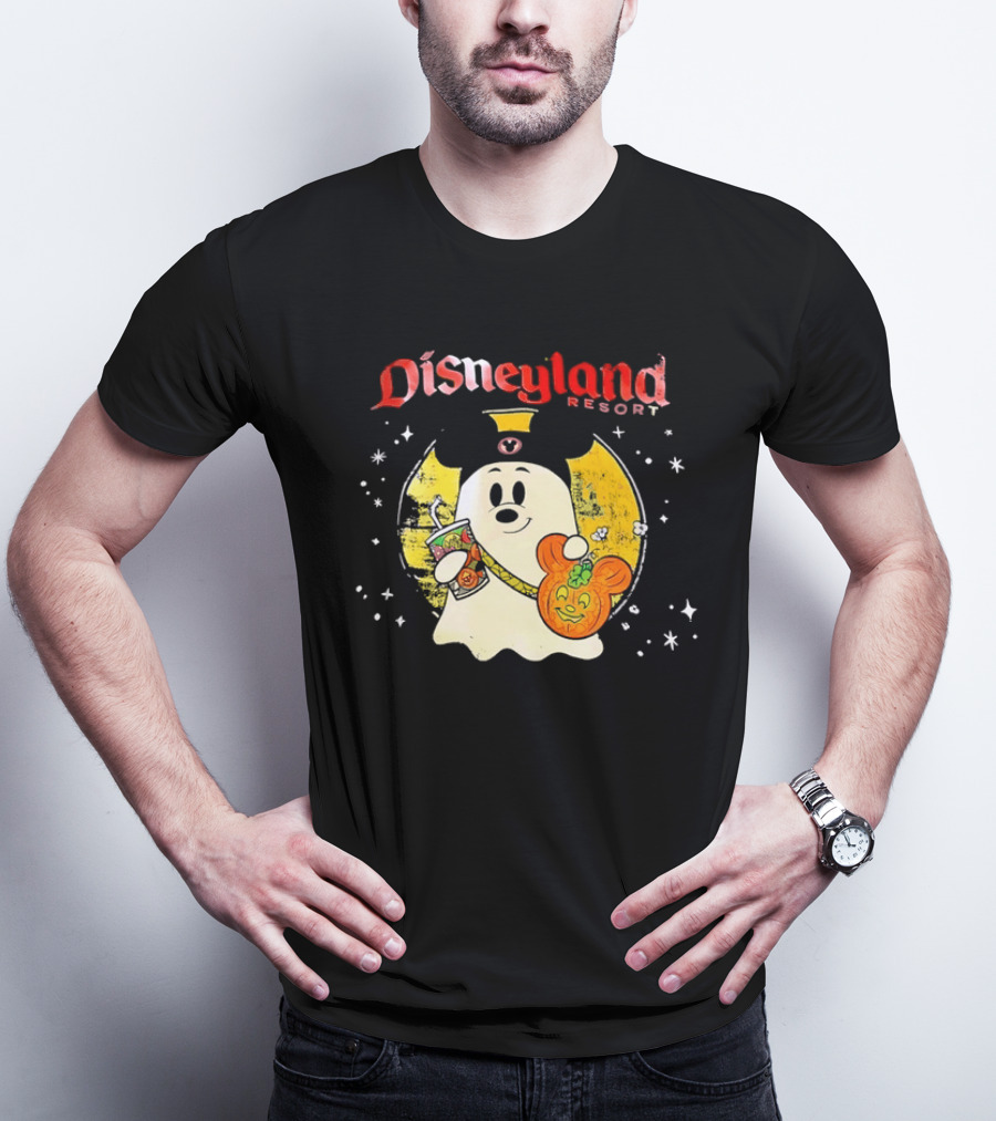 Distressed Disneyland Resort Mickey Mouse Ghost Halloween T-Shirt