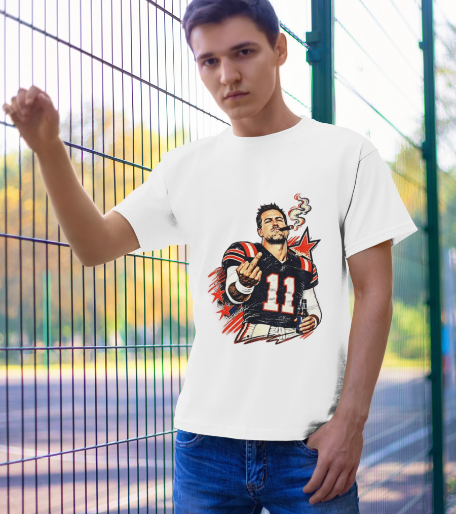 Case Keenum 11 Smoking Cigar Middle Finger Gesture T-Shirt