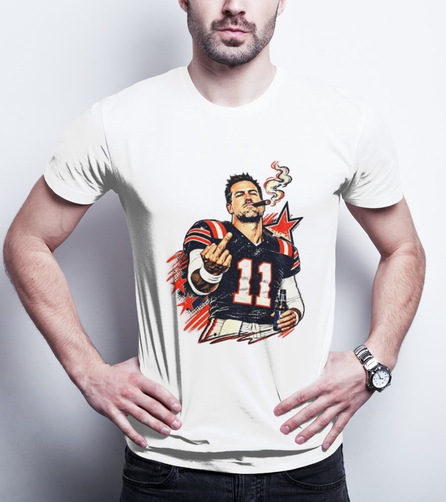 Case Keenum 11 Smoking Cigar Middle Finger Gesture T-Shirt