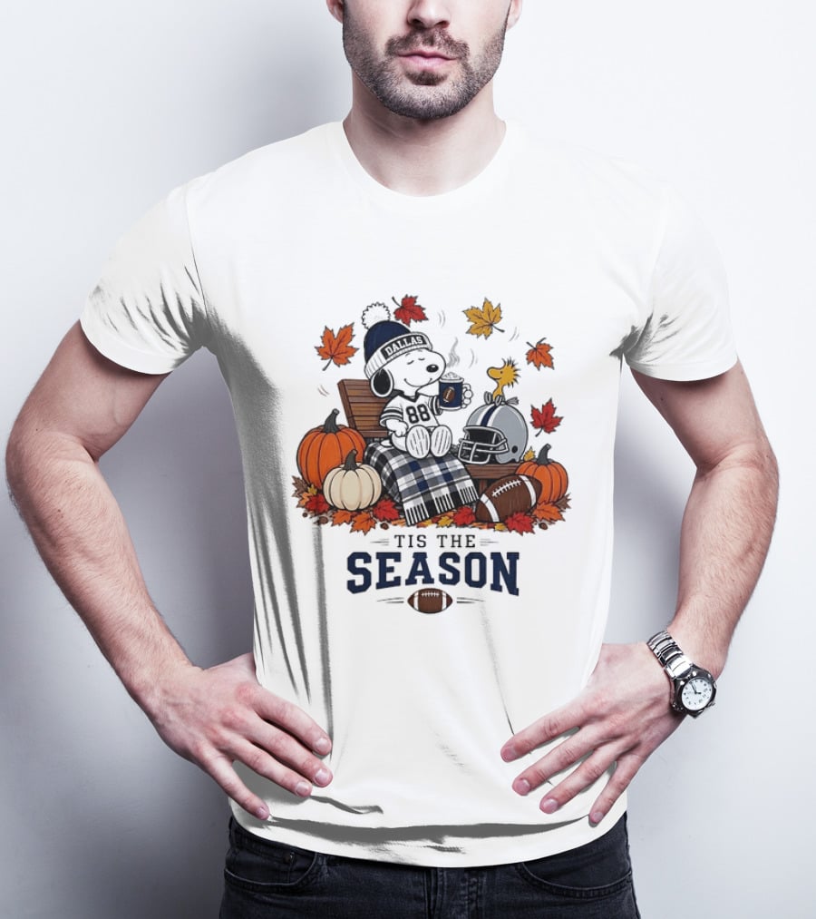 Dallas Cowboys Snoopy Woodstock Fall Football 'Tis The Season T-Shirt