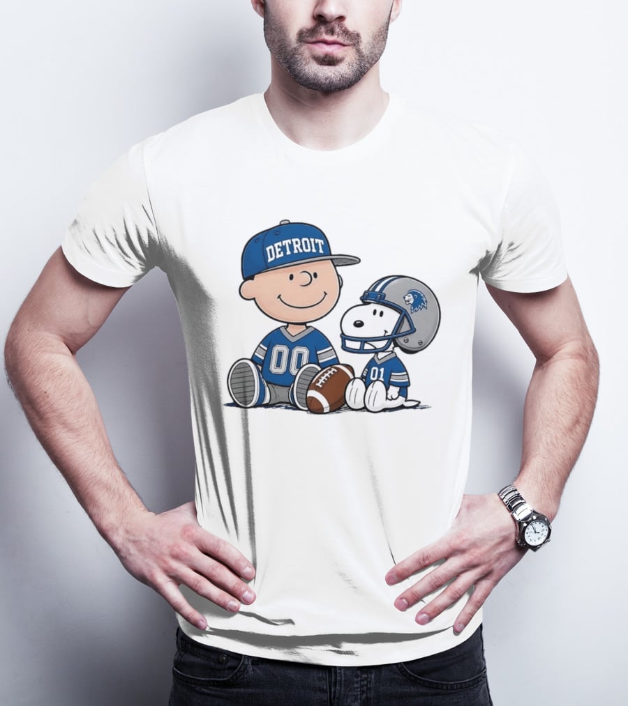 Detroit Lions Charlie Brown Snoopy Fan Jersey 00 01 Football T-Shirt
