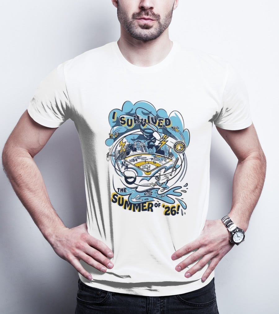 I Survived The Summer Of '26 Edmonton Riverhawks Baseball Lightning Storms T-Shirt