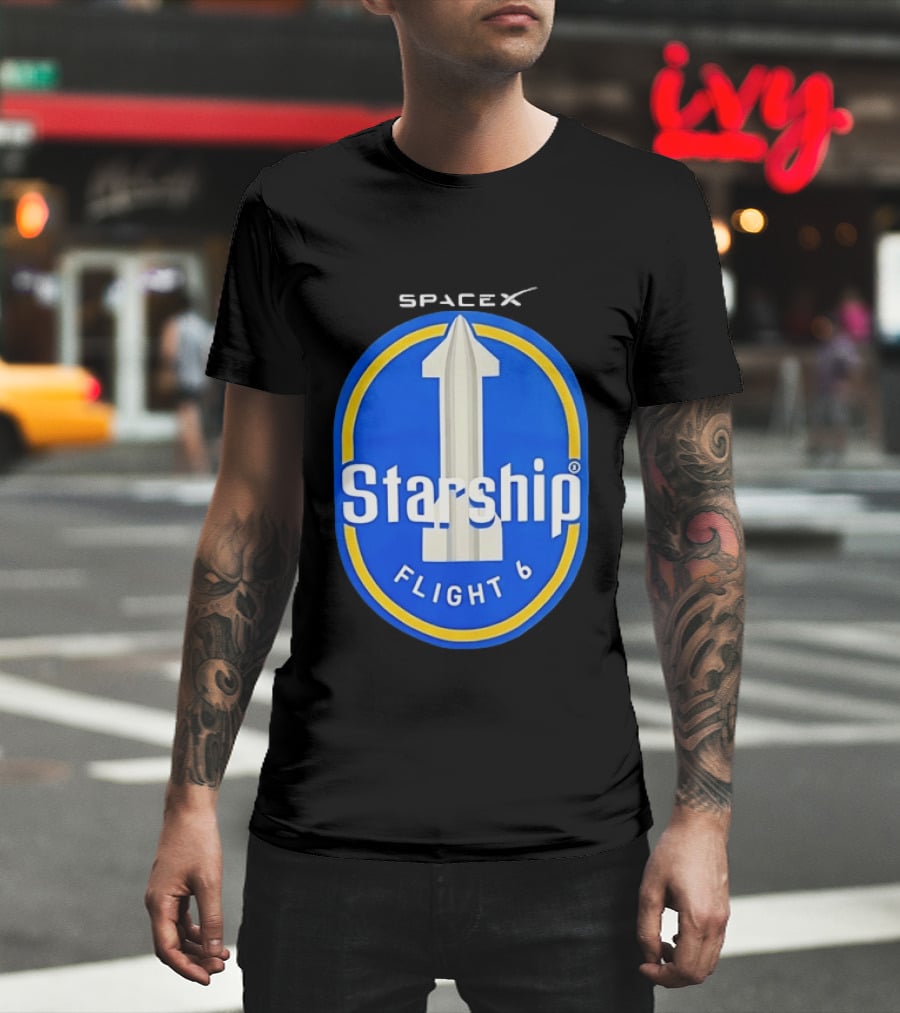SpaceX Starship Flight 6 Mission Patch Emblem Space Exploration T-Shirt