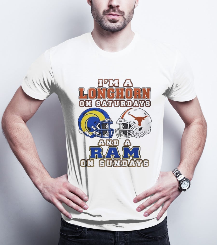 I'm A Longhorn On Saturdays And A Ram On Sundays Two Helmet 2026 T-Shirt