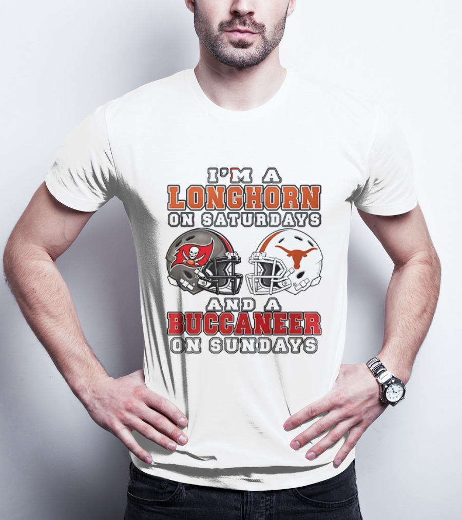 I'm A Longhorn On Saturdays And A Buccaneer On Sundays Two Helmet 2026 T-Shirt