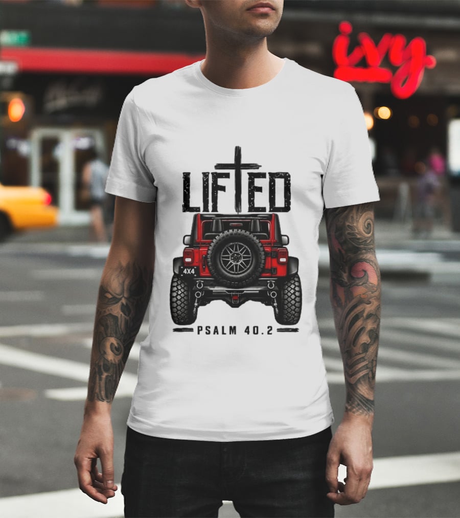 Lifted 4x4 Jeep Off Road Adventure Psalm 40:2 T-Shirt