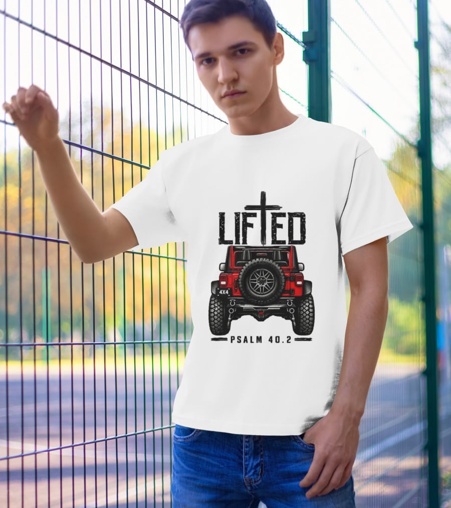 Lifted 4x4 Jeep Off Road Adventure Psalm 40:2 T-Shirt