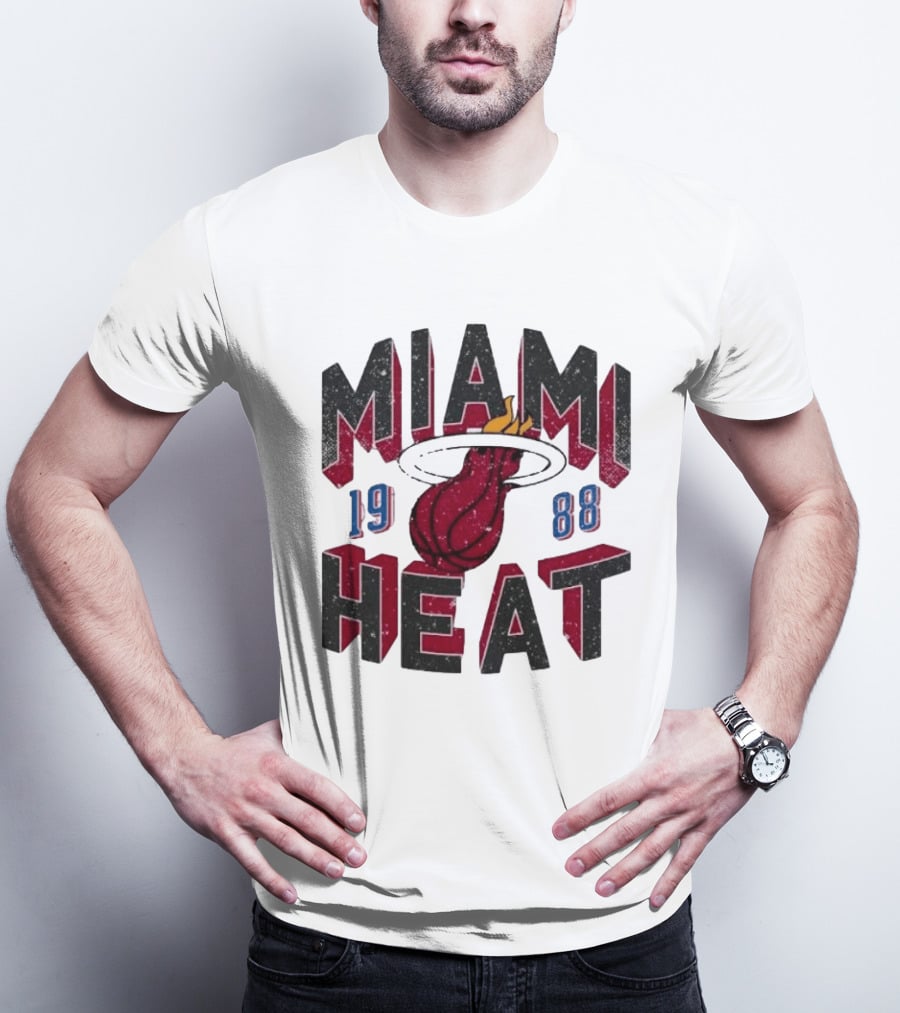 Miami Heat 1988 Flaming Basketball NBA Peace Collective T-Shirt