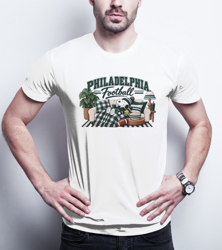Philadelphia Eagles Football Snoopy Woodstock Cozy Couch T-Shirt