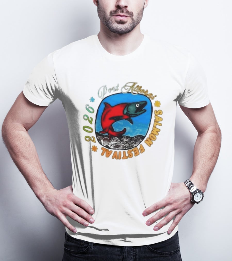 Port Alberni 2026 Salmon Festival Vibrant Red Fish Jumping T-Shirt
