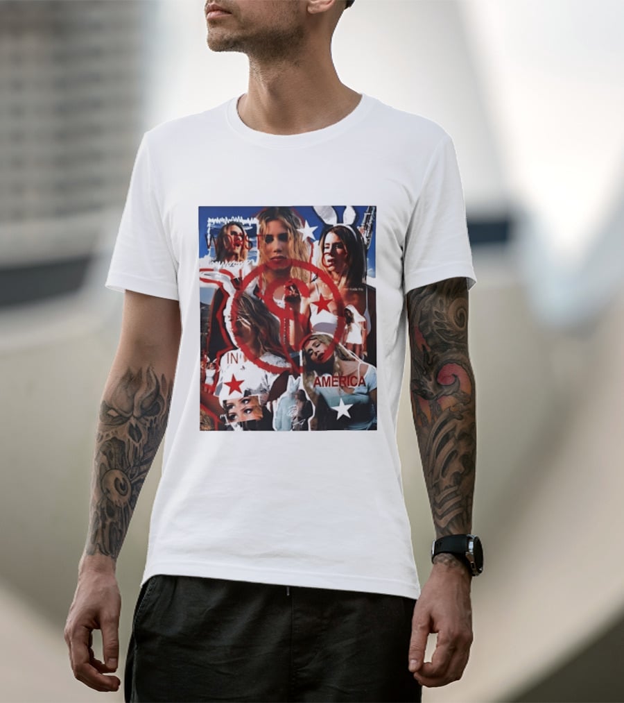 Worst In America Fashion Collage Aesthetic With Stars And Red Circle T-Shirt