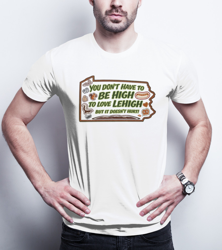 You Don't Have To Be High To Love Lehigh Hot Dog Heart State T-Shirt