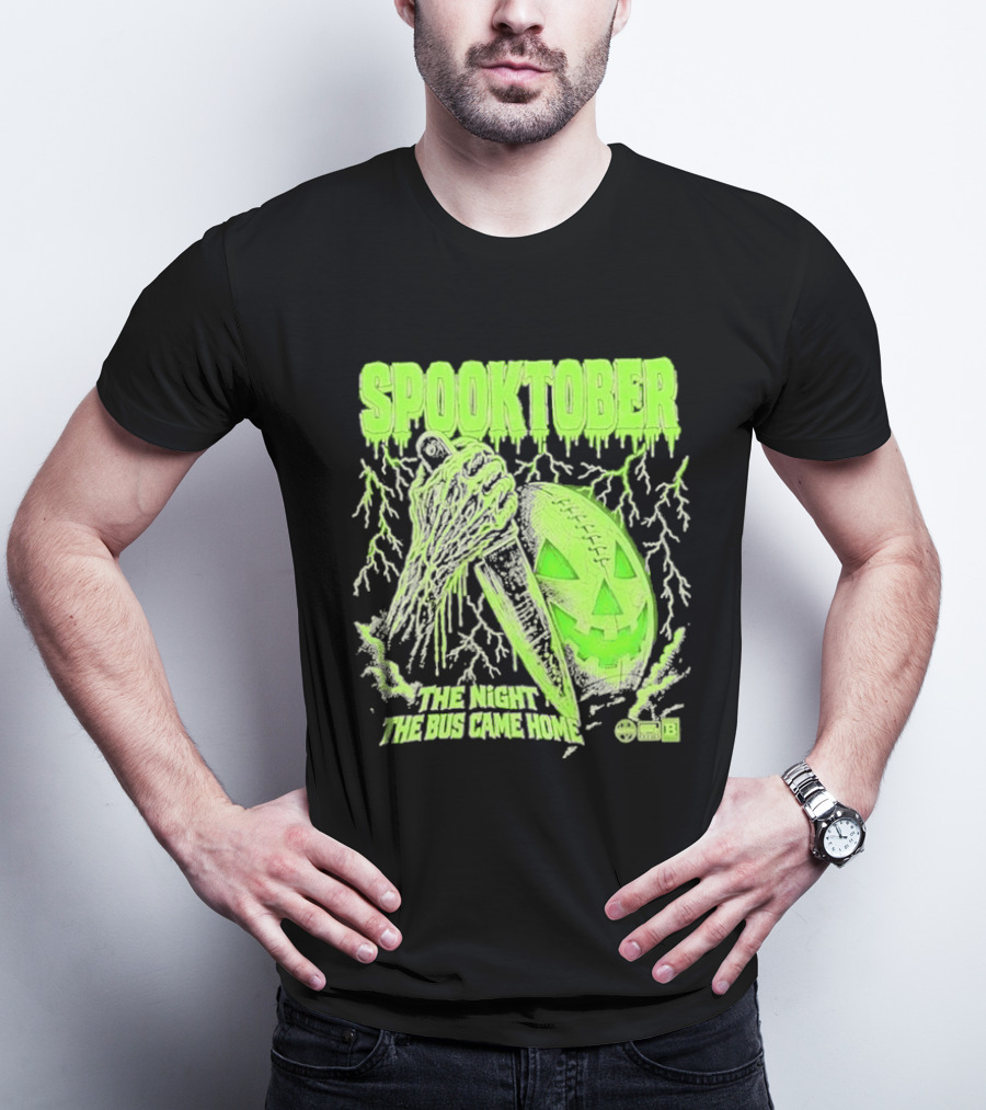 Spooktober The Night The Bus Came Home Halloween Knife Pumpkin Forest T-Shirt