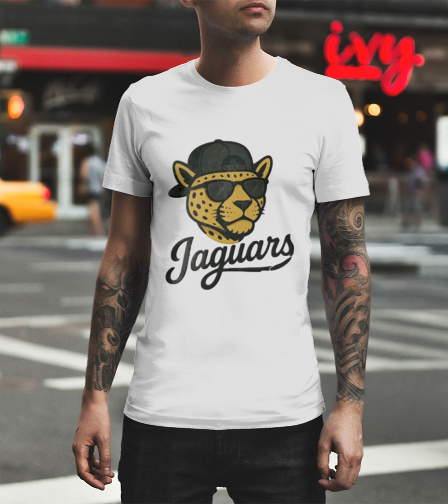 Jacksonville Jaguars Cool Jaguar With Cap And Sunglasses T-Shirt