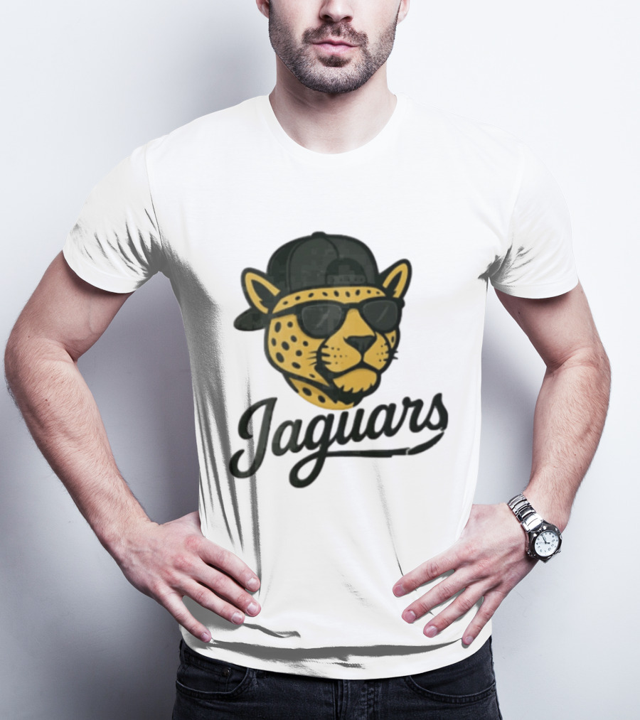 Jacksonville Jaguars Cool Jaguar With Cap And Sunglasses T-Shirt